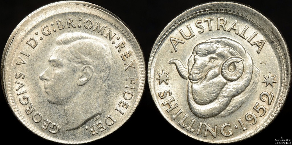 Australia 1952 Shilling Broadstrike Error – Our Coin Catalog