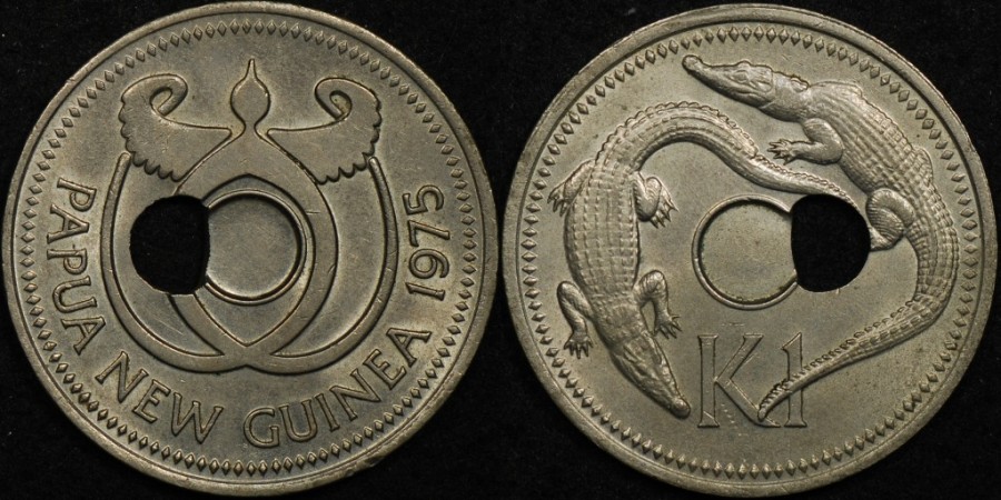 Papua New Guinea 1975 1 Kina Off Centre Hole Error – Our Coin Catalog