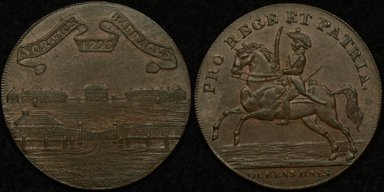 Great Britain 1793 Farthing Norfolk – John Rook Norwich Barracks Conder ...