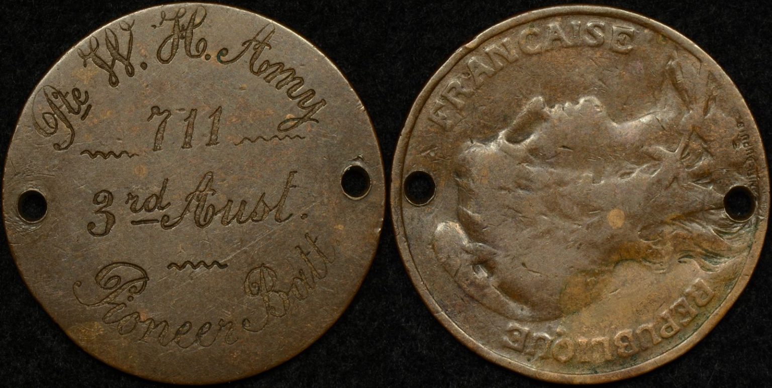 Australian World War 1 Army Identity Disc – Pte W.H. Amy 711 – Our Coin ...
