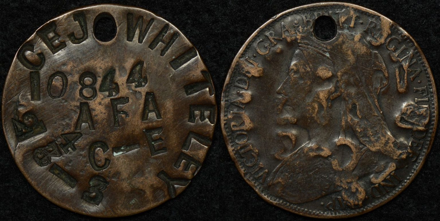 Australian World War 1 Army Identity Disc – C.E.J. Whiteley 10844 – Our ...